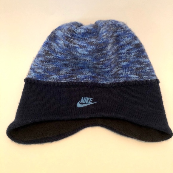 Nike | Accessories | Authentic Nike Girls Navy And Multi Blue Knit Cap ...
